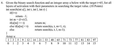 Solved 6 Given The Binary Search Function And An Integer