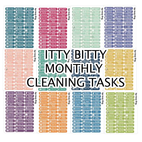 Itty Bitty Monthly Cleaning Tasks Bundle And Ala Carte Etsy