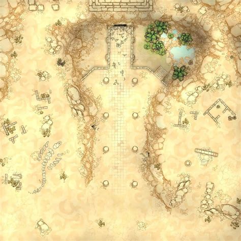 Desert Map With Trees And Bushes