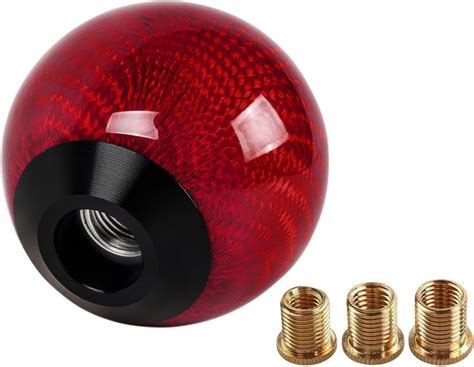 Real Carbon Fiber Shift Knob Gear Shifter Knobs With 3 Adapters Round