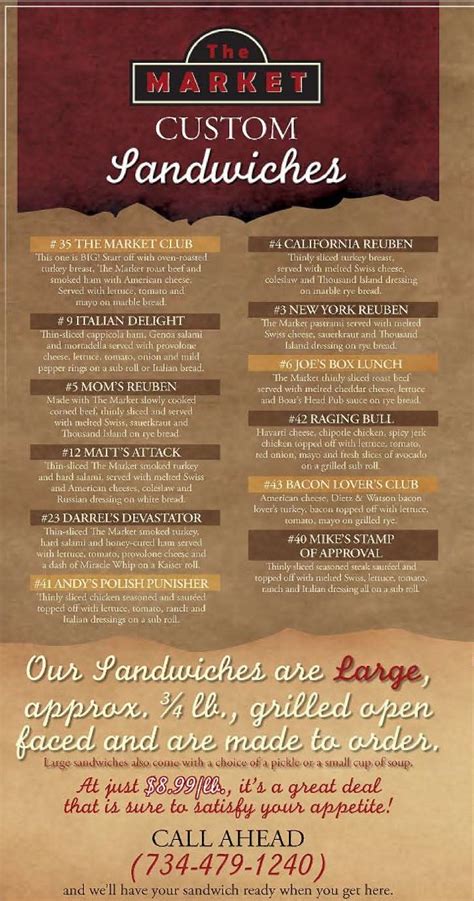 Full Menu Brownstown Mi The Market