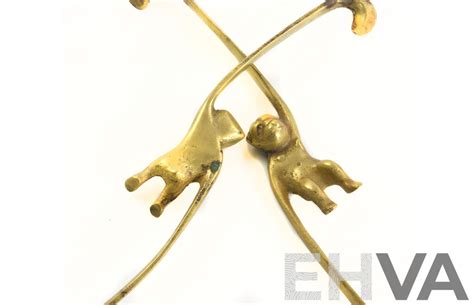 Two Vintage Brass Monkey Hooks Lot 1541376 Ehva