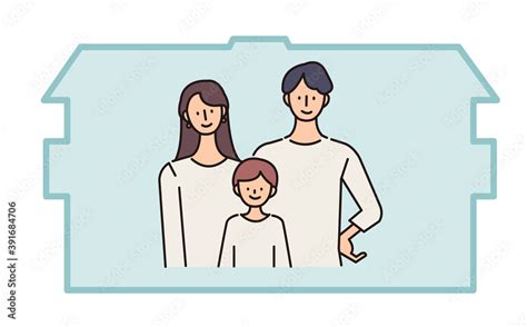 核家族のイラスト 親子 ベクターイラスト マイホーム Stock Vector Adobe Stock