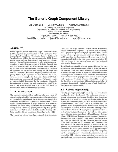 Pdf The Generic Graph Component Library