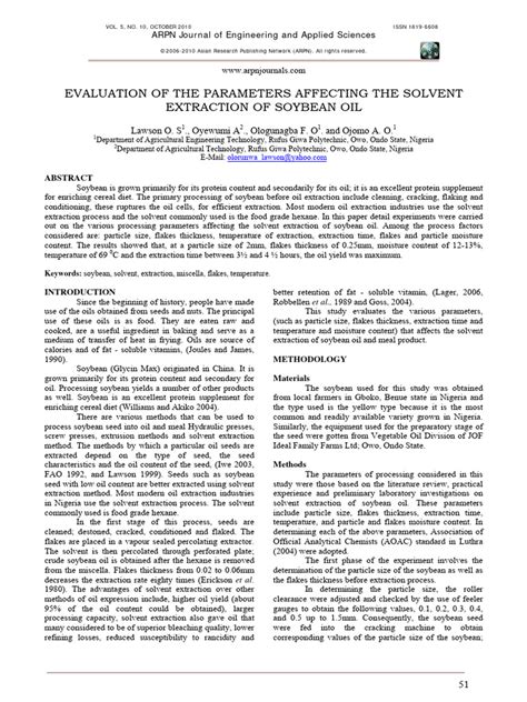 Evaluation Of The Parameters Affecting The Solvent Extraction Of