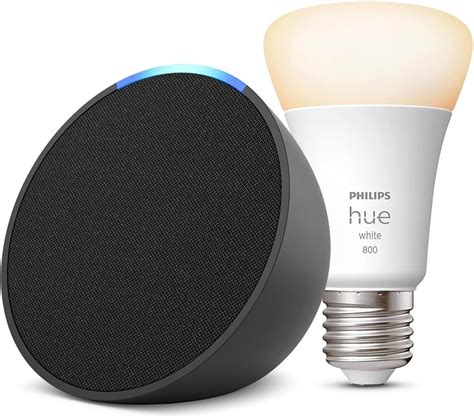 Echo Pop Charcoal Philips Hue White Smart Light Bulb Led E27