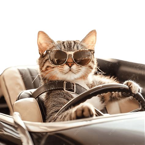 Cool Cat Driving Convertible Car With Sunglasses Cat Sunglasses