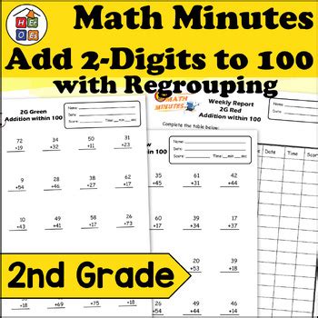 Addition Within 100 With Regrouping 2nd Grade Math Minutes Tpt