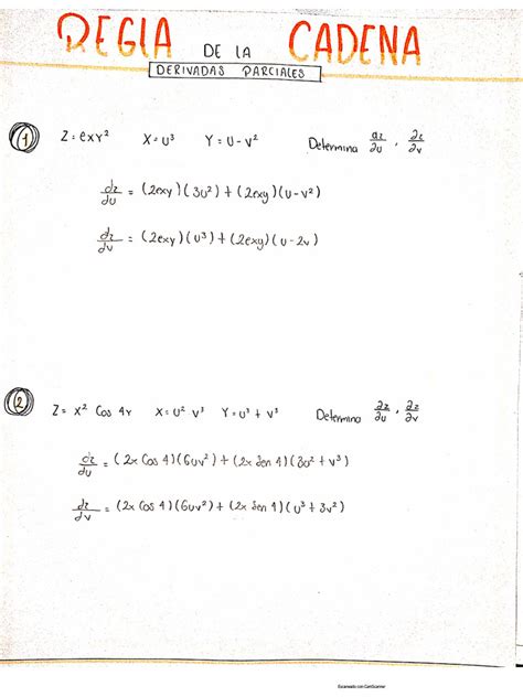 Regla De La Cadena Derivadas Parciales Pdf