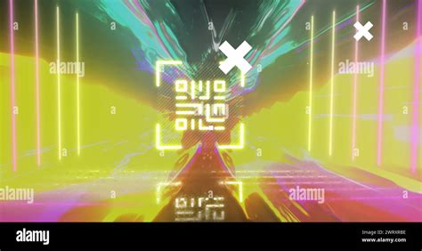 Bild Von Qr Code Weltkarte Mit Markierungen Und Datenverarbeitung über Lichtspuren