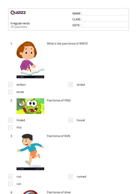 50 Irregular Verbs Worksheets For 5th Class On Quizizz Free And Printable