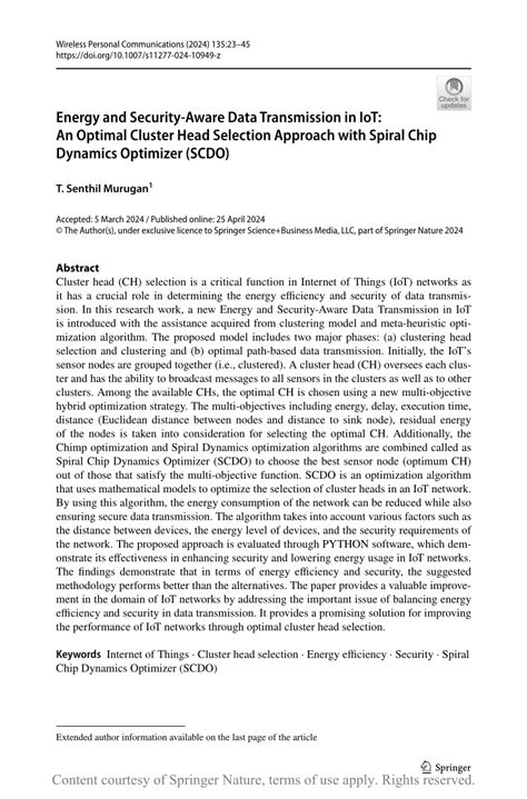 Energy And Security Aware Data Transmission In Iot An Optimal Cluster Head Selection Approach