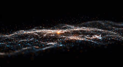 Abstract Digital Landscape Glowing Network Of Particles And Lines