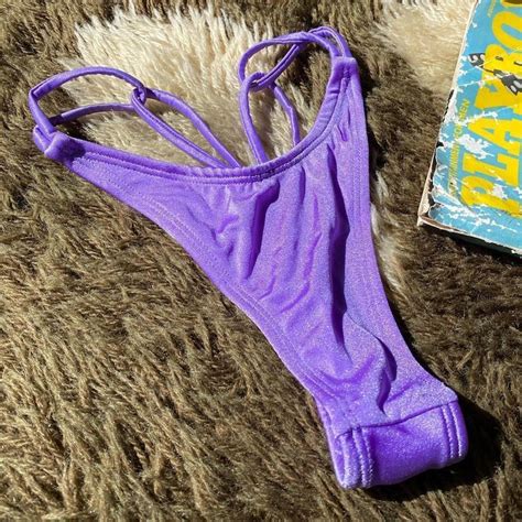 Vintage Deadstock Purple Thong Bikini Bottoms Etsy