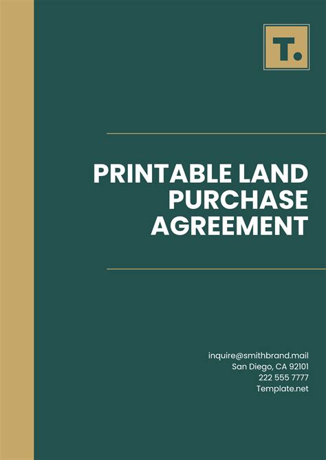 Free Printable Land Purchase Agreement Template To Edit Online