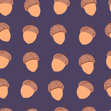 Hand Drawn Acorns In Cartoon Style Seamless Pattern Hello Autumn