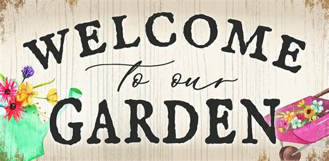 My Word Welcome To Our Garden In Outdoor Sign W Hanging Rope Amazon