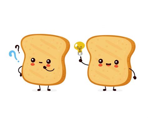 Premium Vector Cute Happy Funny Toast With Question Mark And Idea