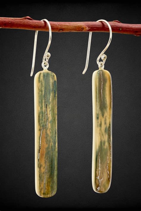 Blue Ivory Rounded Rectangle Earrings Fish Creek Company