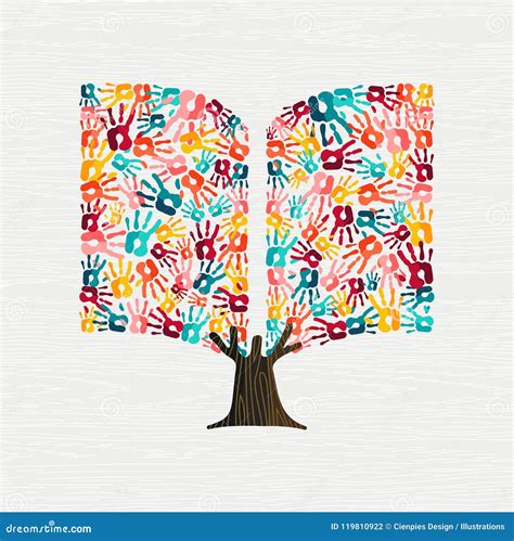 Hand Tree Concept In Book Shape For Education Stock Vector Illustration Of Diverse Group