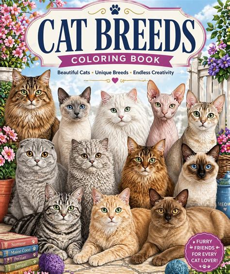 Cat Breeds Coloring Pages Etsy