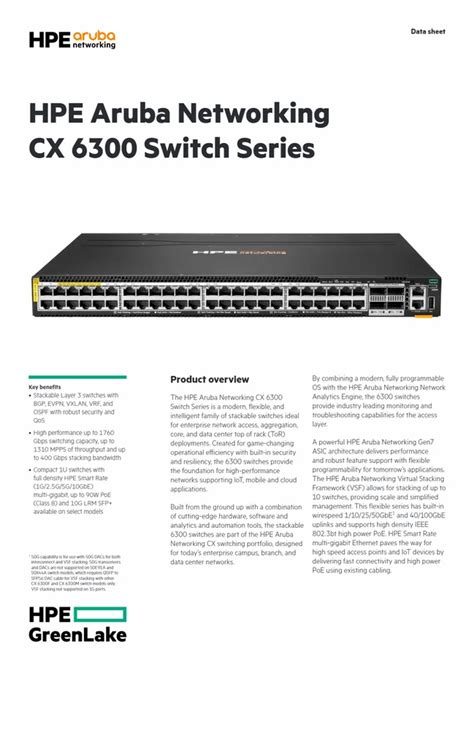 Aruba Cx 6300m 48 Port Hpe Class 6 Poe Stackable Switch At Best Price