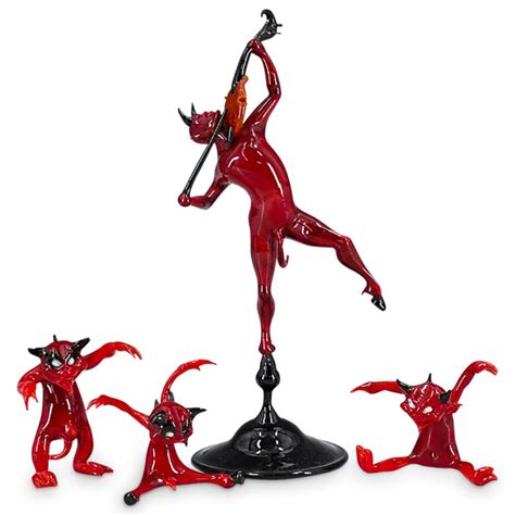 At Auction 4 Pc Art Glass Devil Sculptures Manner Of Lucio Bubacco