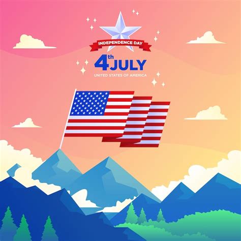 Premium Vector A Poster For August 2012 With A Flag And A Star That