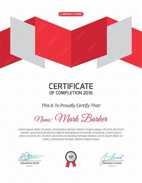 Premium Vector Red Certificate Template