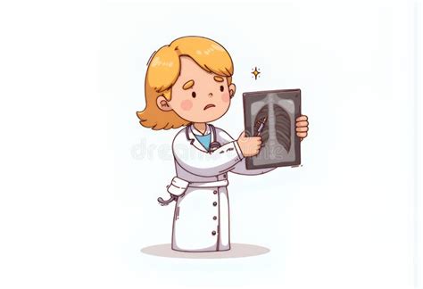 Concerned Blonde Chibi Doctor Examining Chest Xray A Cheerful Korean