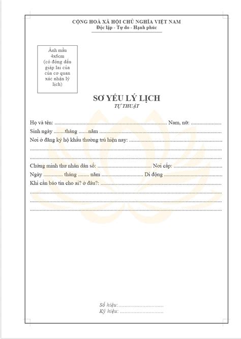 Mẫu Sơ Yếu Lý Lịch Chuẩn Mới Nhất Và Cách điền