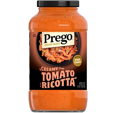 Prego Creamy Tomato Pasta Sauce With Ricotta Cheese 24 Oz Jar Italian