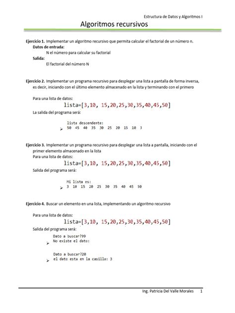 Algoritmos Recursivos Ejercicios 2024 2 Pdf