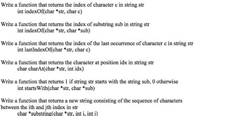 Solved Write A Function That Returns The Index Of Character Chegg Com