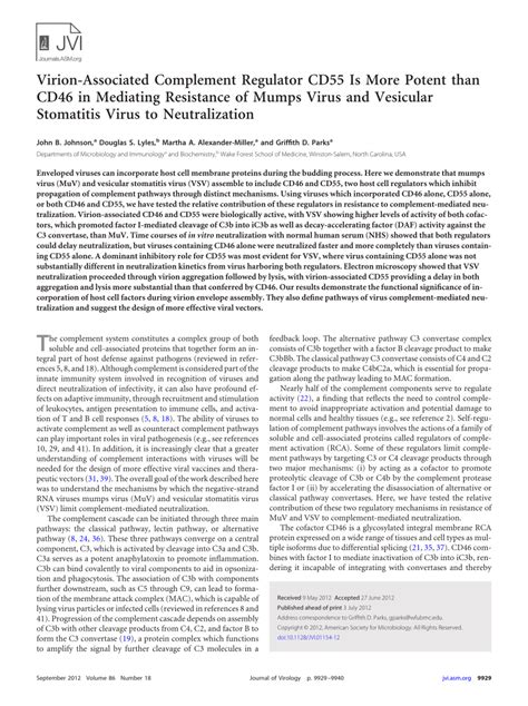 Pdf Virion Associated Complement Regulator Cd55 Is More Potent Than