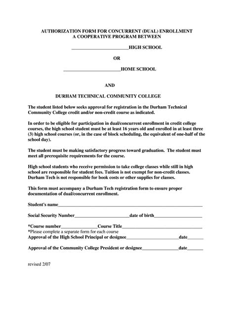 Fillable Online Lebanonvfd Authorization Form For Concurrent Dual