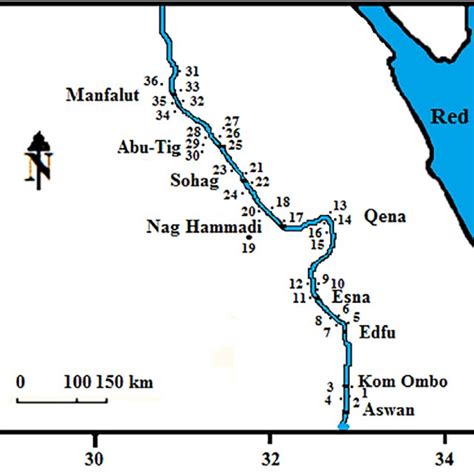 Location Map Showing Sampling Sites From Aswan To Assuit Download