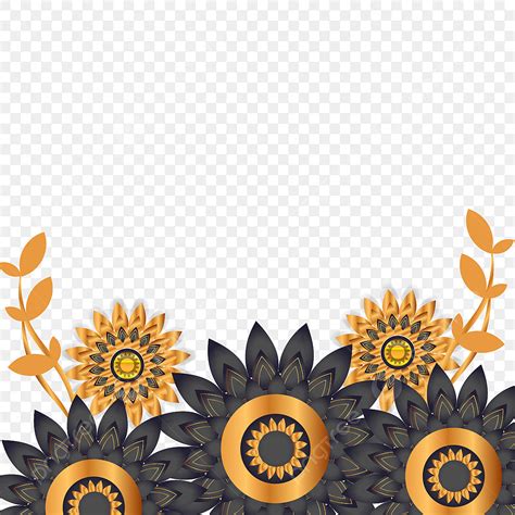 Footer Design Vector Art Png Black And Gold Flowers Footer Design