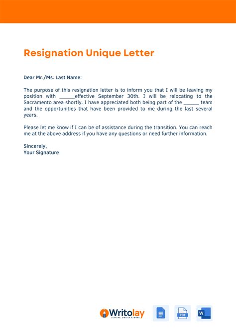 Resignation Letter Last