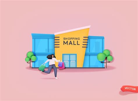 Shopping Mall Building Exterior Concept Royalty Free Vector