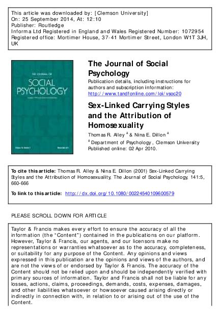 Pdf Sex Linked Carrying Styles And The Attribution Of Homosexuality