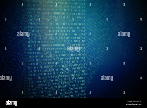 Multiple Layers Matrix Of Binary Code On Blue Space Background Column