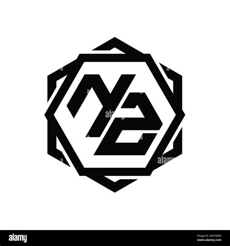 NZ Logo Monogram Hexagon Shape With Geometric Abstract Isolated Outline Design Template Stock