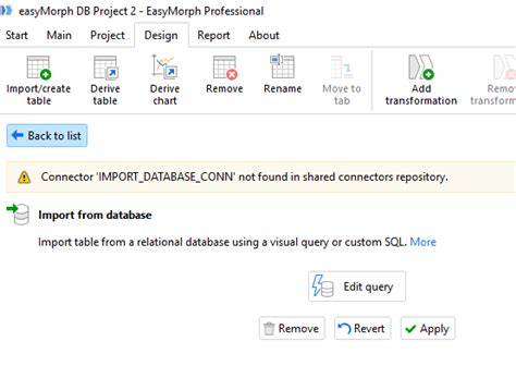 Import Parameters Dataconnectorname Schema Tablename Easymorph Community Data