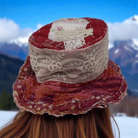 Reversible Patchwork Kantha Hat Shabby Chic Festival Style Etsy