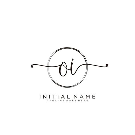 Vector Template Featuring A Circular Design For The Oi Logo With Initial Handwriting Vector