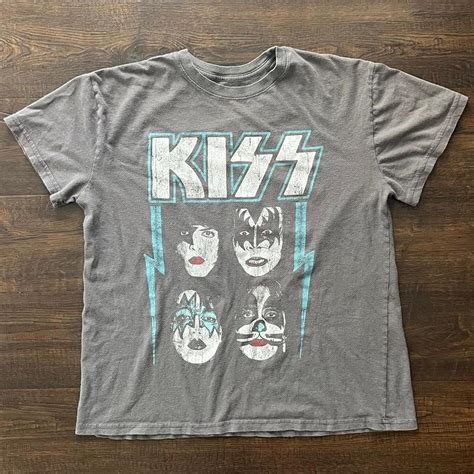 Vintage Kiss Band T Shirt Grey Size L Rockband Depop