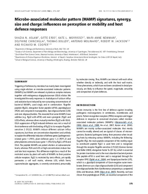 Pdf Microbe Associated Molecular Pattern Mamp Signatures Synergy