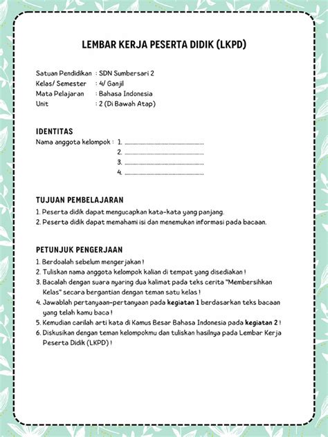 Lkpd Bahasa Indonesia Kelas 4 Pdf