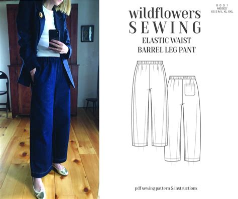 Elastic Waist Barrel Leg Pant Pdf Pattern Sizes Xs Xxl Easy To Sew Etsy